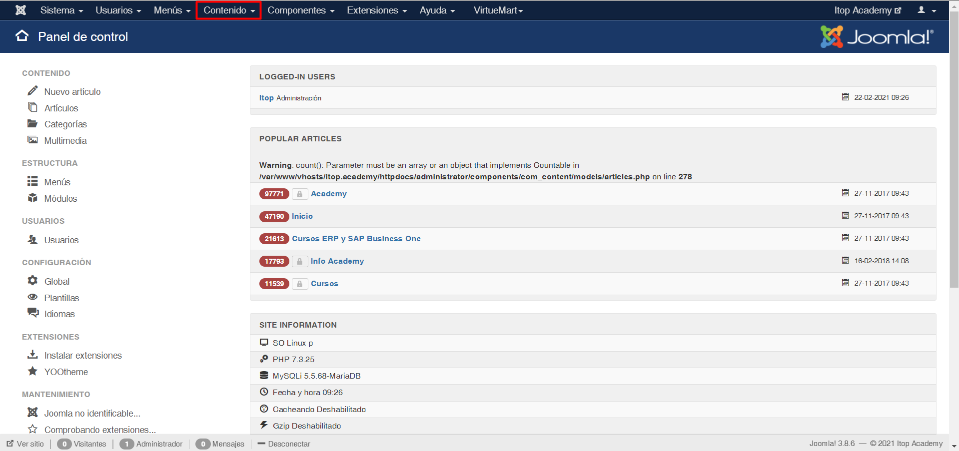 ¿Cómo crear un artículo en Joomla?